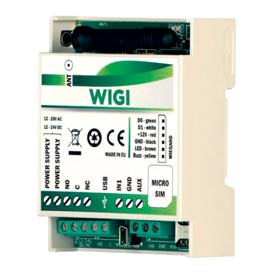 WIGI; GSM модул за контрол на достъп с вход за RFID четец
